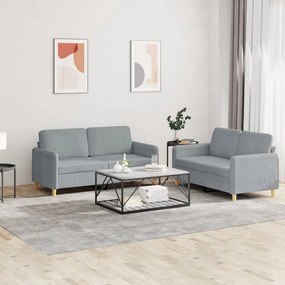 2dílná sedací souprava s poduškami světle šedá textil 3202086