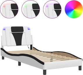 Rám postele Viana s LED bez matrace bílý a černý 90x190 cm 3213993