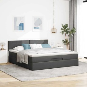 Osmanský rám postele s matrací tmavě šedá 160x200cm textil 3311388