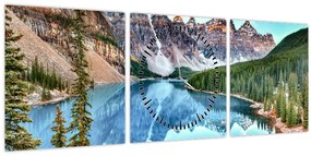 Obraz - Moraine lake (s hodinami) (90x30 cm)