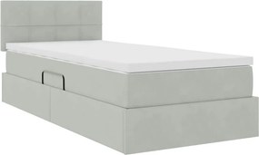 Postel s úložným prostorem s čelo Světle šedá 90 x 200 cm samet 3370731