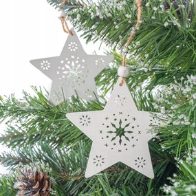 Tutumi Dřevěné vánoční ozdoby na stromeček hvězdy 15cm, bílé