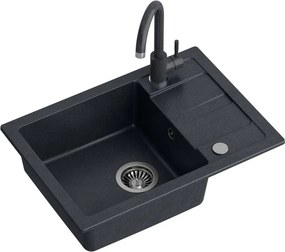 Černý kuchyňský granitový dřez QUADRON GO- SMART + BATERIE