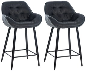 Barová židle Gibson (SET 2 ks) ~ látka, kovové nohy černé - Tmavě šedá