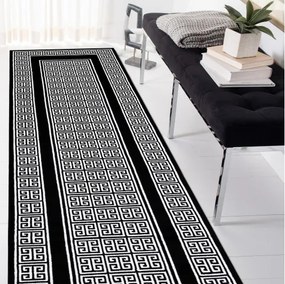 Behúň Gloss 6776 85 greek black/ivory, 70x200, čiernobiela, obývacia izba, Dywany Łuszczów