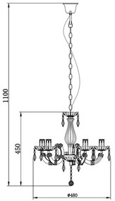Zuma Line RLD94016-5A - Lustr na řetězu MAGNOLIA 5xE14/40W/230V
