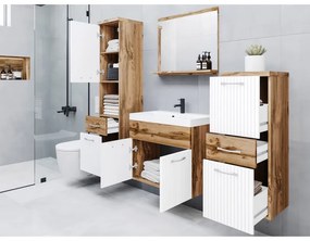 Koupelnový nábytek Lumia MDF, Barva: dąb wotan / biały lamel + dąb wotan, Sifon k umyvadlu: ano, Baterie: Economico BYU 020M