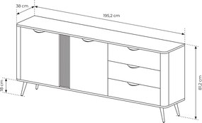 VERIS d | komoda 195 2D3S | 195,2 cm | dub dunin