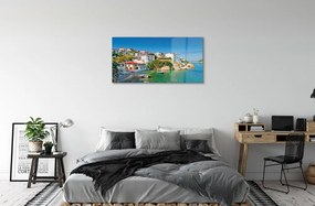 akrylový obraz Řecko staveb pobřeží mořská 100x50 cm