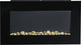 HOMCOM Elektrický krb s LED efektem plamene,1000/2000W, nástěnný krb v 7 barvách, elektrický krb s dálkovým ovládáním, nástěnný, černý | Aosom