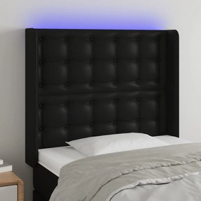 Čelo postele s LED černé 83 x 16 x 118/128 cm umělá kůže