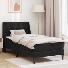 Rám postele s matrací s matrací s čelo Černý 80 x 200 cm samet 3414763
