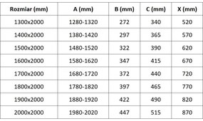 Mexen Exo, 2-křídlé posuvné 130x200 cm, 6mm čiré sklo, černý profil, 8152-130-000-70-00