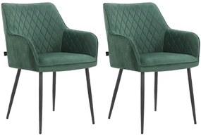 Danish style Jídelní židle Elvira (SET 2 ks), samet, zelená