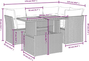 5dílná zahradní sedací souprava s poduškami béžová polyratan 3270814