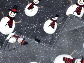 Svítící vánoční mikroplyšová deka SNOW BUDDY, šedá Rozměr: 150 x 200 cm