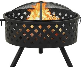 Rustikální přenosné ohniště s pohrabáčem 68 cm XXL ocel 311890