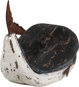 Černo-bílá dřevěná dekorace Velryba Nauticco - 36*15*23 cm