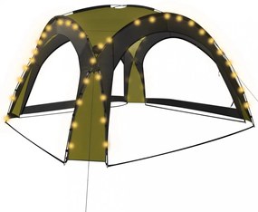 Party stan s LED světly 3,6x3,6 m Dekorhome Zelená