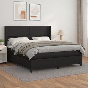 Box spring postel s matrací černá 160x200 cm umělá kůže,  3132447