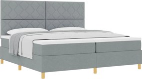 Postel s boxspringem s čelo Světle šedá 200 x 200 cm textil 3339721