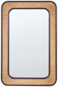 Nástěnné zrcadlo 60 x 90 cm černé/světlé dřevo BERNAS Beliani