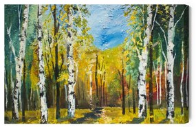 Obraz Březový Les Jako Malovaný Nedostatek Nedostatek Přírodní plátno 30x20