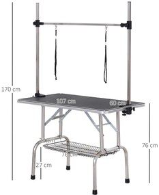 MM Handel  Stůl na stříhání psů XXL PawHut  do 100 kg  | černý, Barvy a parametry Materiál kov