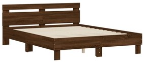 vidaXL Rám postele s čelem hnědý dub 140 x 190 cm kompozitní dřevo