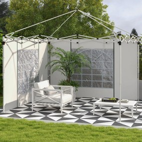 Boční panely altánu Outsunny sada 2 bočních panelů s oknem a dveřmi pro párty stan 3x3/3x6 m, Oxford, bílá