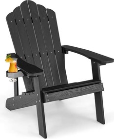 Costway Zahradní židle Adirondack Chair s držákem na pohár, černý
