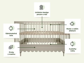 Rostoucí dětská postýlka BABUSHKA 70x140 cm Zvolte barvu: Bílá