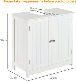 HOMCOM Koupelnová skříňka pod umyvadlo 60x30x60cm Bílá