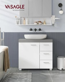 Skříňka pod umyvadlo, koupelnová skříňka 30 × 70 × 64 cm, bílá–šedá