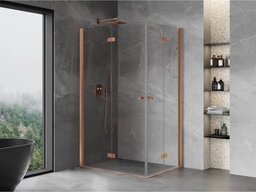 Mexen Mist-F Duo, skládací sprchový kout 120 x 110 cm, průhledný, broušená měď - 8A6-120L-110P-65-00