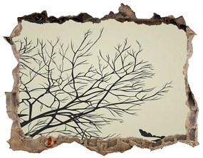 Wallmuralia Díra 3D fototapeta na stěnu Vrány na stromě 95x64 cm
