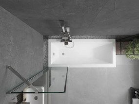 Mexen Next, vanová zástěna 1-křídlová 50 x 150 cm, fixní křídlo, 6 mm čiré sklo s černým vzorem, chromový profil, 895-050-000-00-70-01