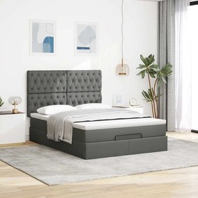 Osmanský rám postele s matrací tmavě šedá 140x190cm textil 3314087