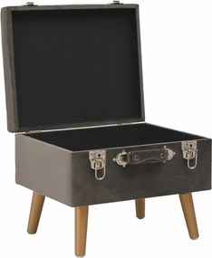 Stolička s úložným prostorem 40 cm šedá samet 329253