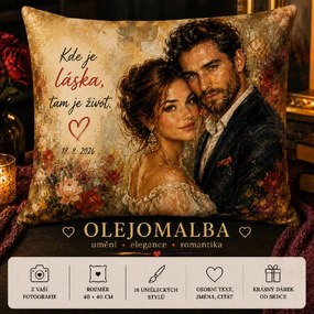 Personalizovaný polštář z fotografie – umělecký portrét 45 × 45 cm Styl portrétu:: Perokresba
