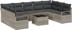 Set pohovek 10 ks Světle šedá polyratan 3346552