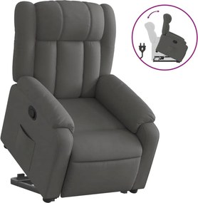 Zvedací polohovací křeslo tmavě šedé textil 3205317