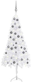 Rohový umělý vánoční stromek LED a sada koulí bílý 150 cm PVC,  3077968 HangarStore.cz