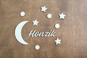 Lepy.cz Dřevěná dekorace na zeď Obloha - set + vlastní jméno Barevná varianta: Ořech