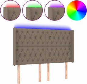 Čelo postele s LED taupe 147 x 16 x 118/128 cm textil 3124386