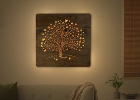Li-Go "Javor" světelný obraz s baterií 62x62cm varianta: ovládání na obraze bez dálkového ovladače, provedení: dub světlý