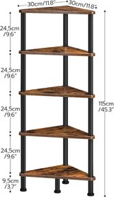 Rohový regál Vasagle Ebbi 30 cm hnědý/černý