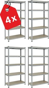 Regál 200x100x60 cm zinkovaný 5-policový, nosnost 875 kg - 4ks