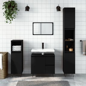 vidaXL 3dílný set koupelnového nábytku kompozitní dřevo [3190225] Barva: Černá