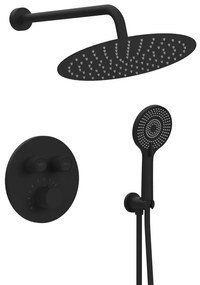 Sapho Sapho, SMART SELECT podomítková termostatická sprchová souprava, 2 výstupy, vystoupení, černá mat, RP032B-01
